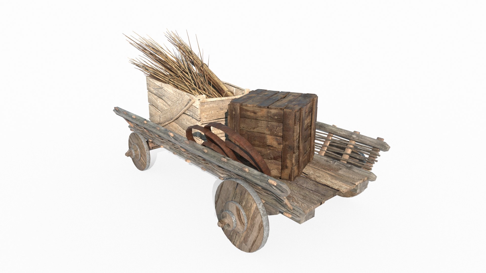 3D In Ancient Times A Cart Of Miscellaneous Items Model - TurboSquid ...