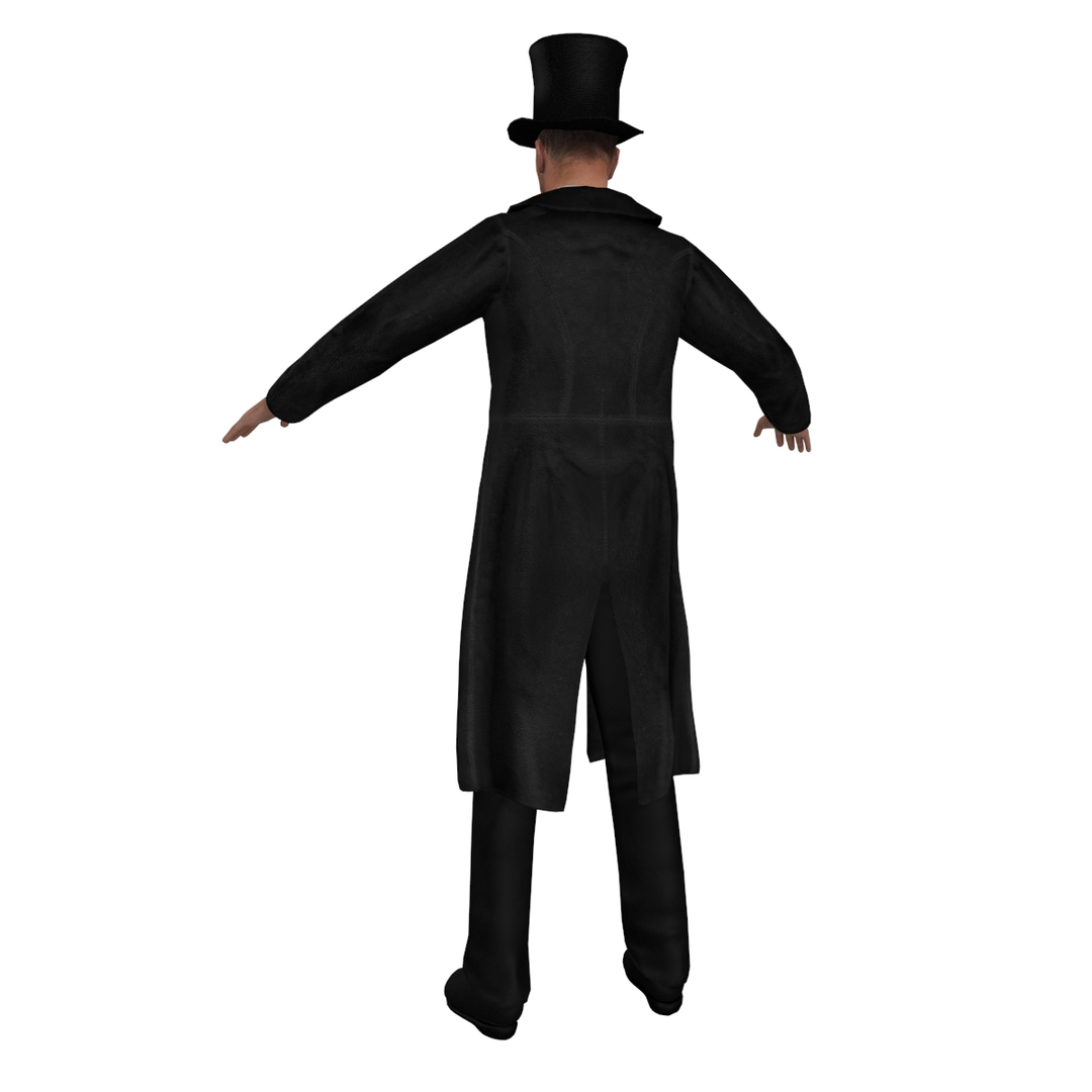 3d model of rigged wild west undertaker