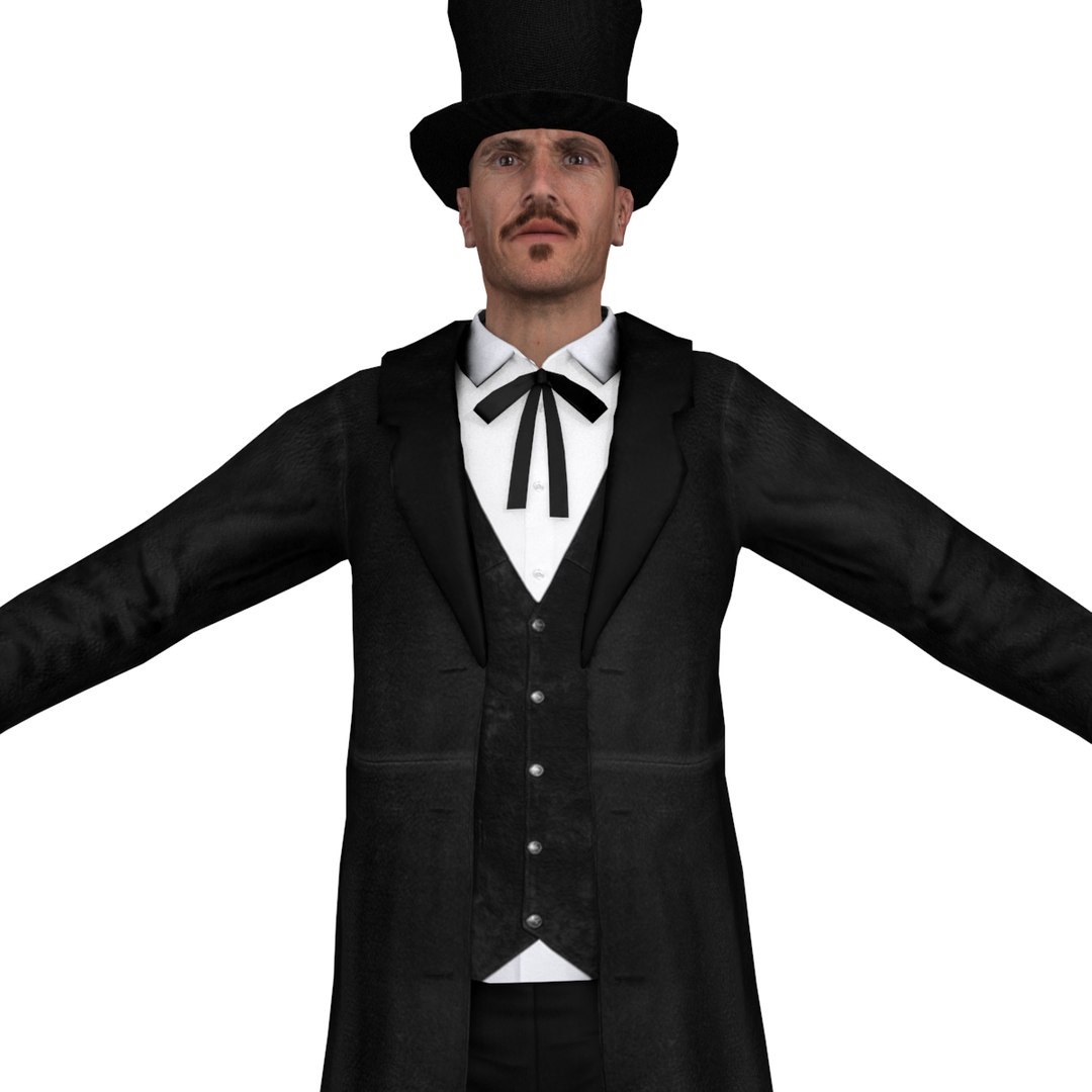 3d model of rigged wild west undertaker