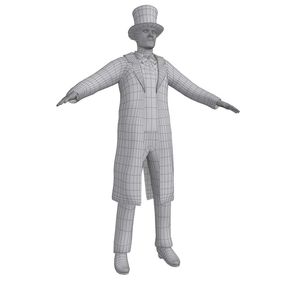 3d model of rigged wild west undertaker