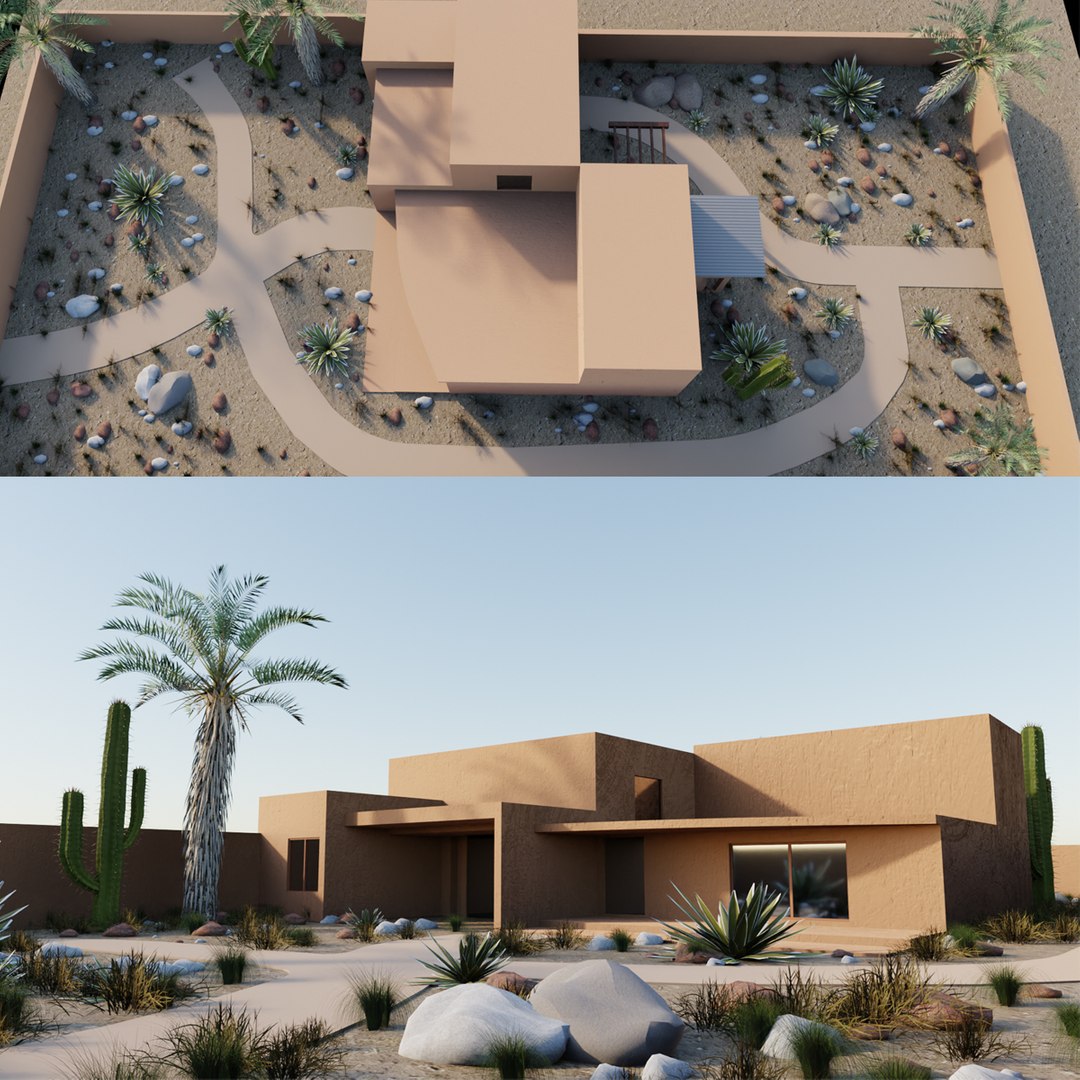3D 3D Contemporary Desert Home 3d ModelMAX STANDARD Model - TurboSquid ...