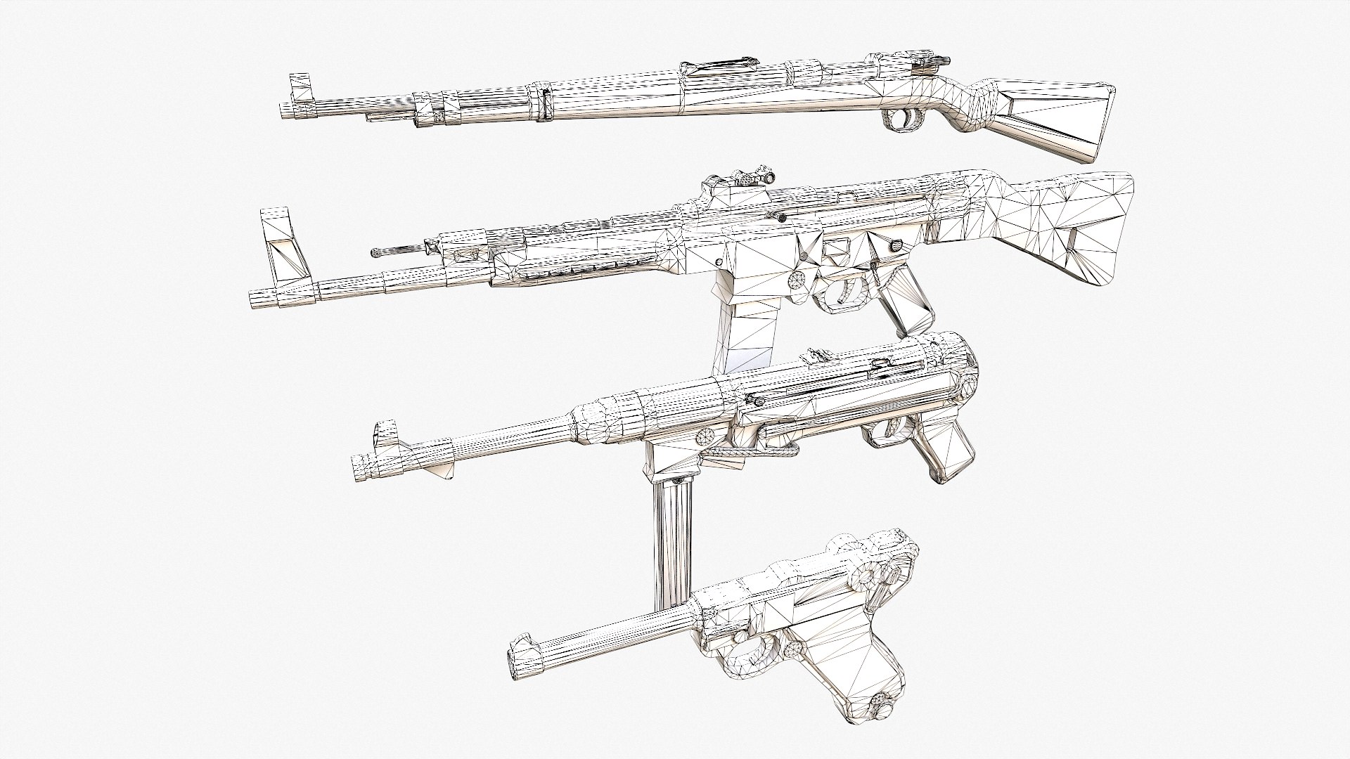 WW2 Pack Game Ready Realistic German Guns 3D Model - TurboSquid 2291411