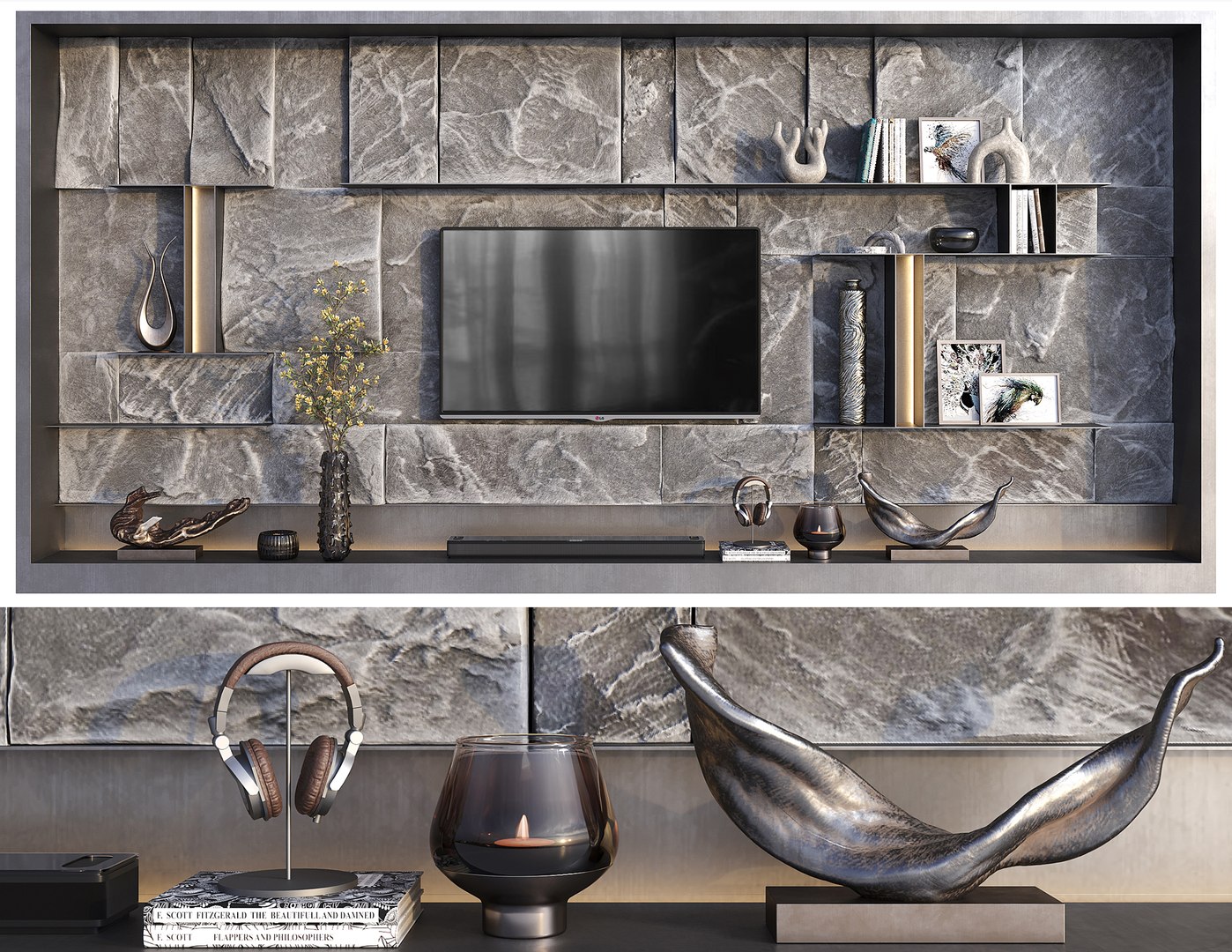 3D Model TV Stone Wall - TurboSquid 2047432