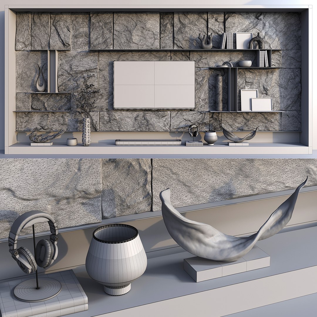 3D Model TV Stone Wall - TurboSquid 2047432