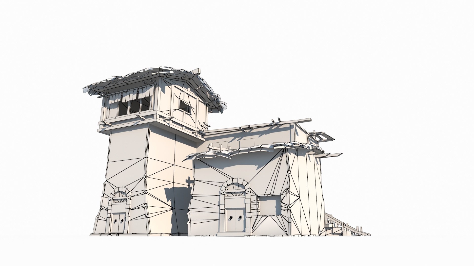 Ancient Asian Architecture Thatched Houses Brick Stone Model ...
