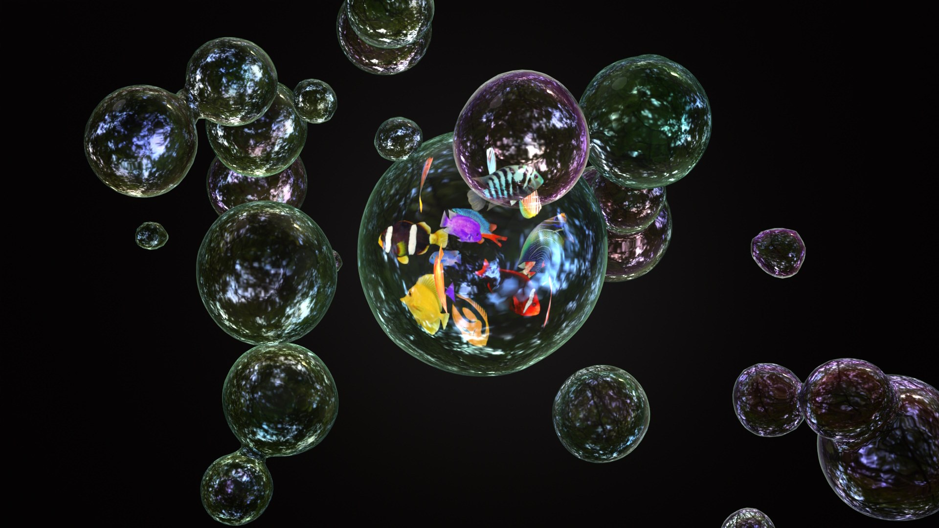 3D Fishes In Bubble - TurboSquid 2021533