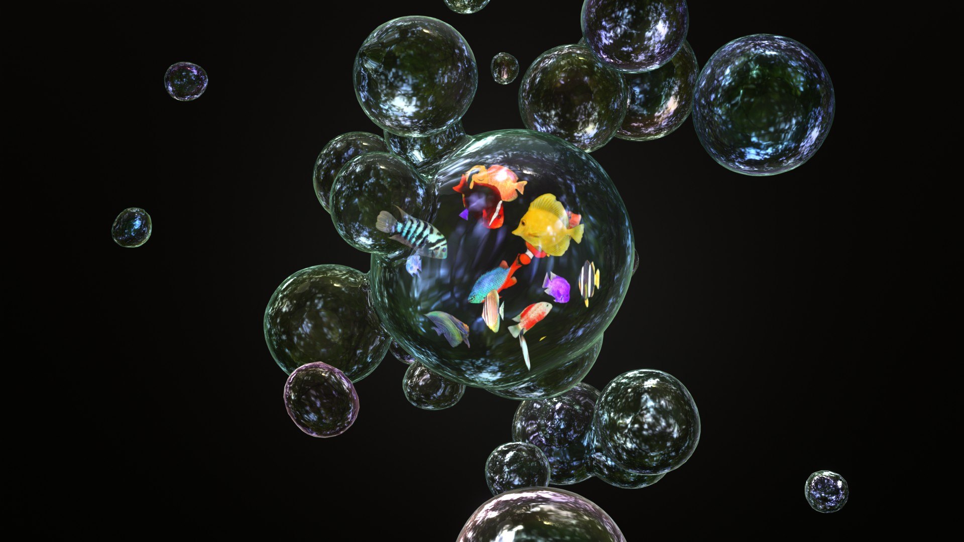 3D Fishes In Bubble - TurboSquid 2021533