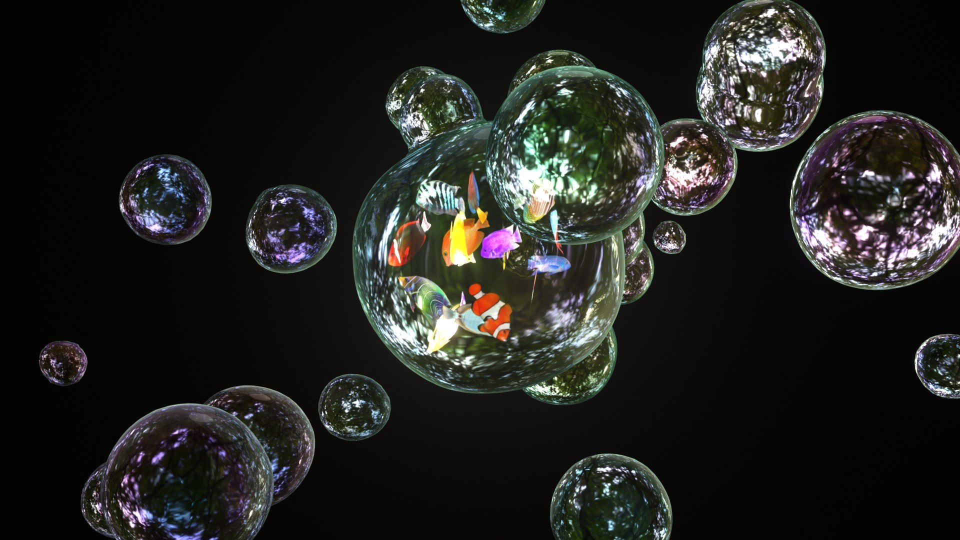3D Fishes In Bubble - TurboSquid 2021533