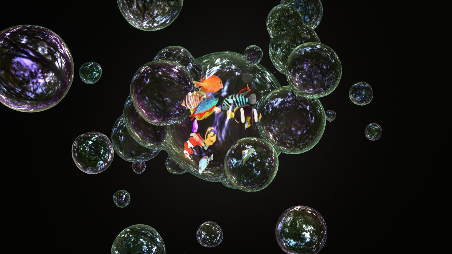 3D Fishes In Bubble - TurboSquid 2021533