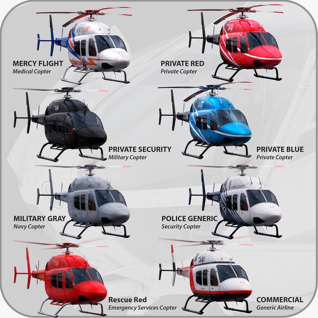 3d model bell 429 helicopter pack