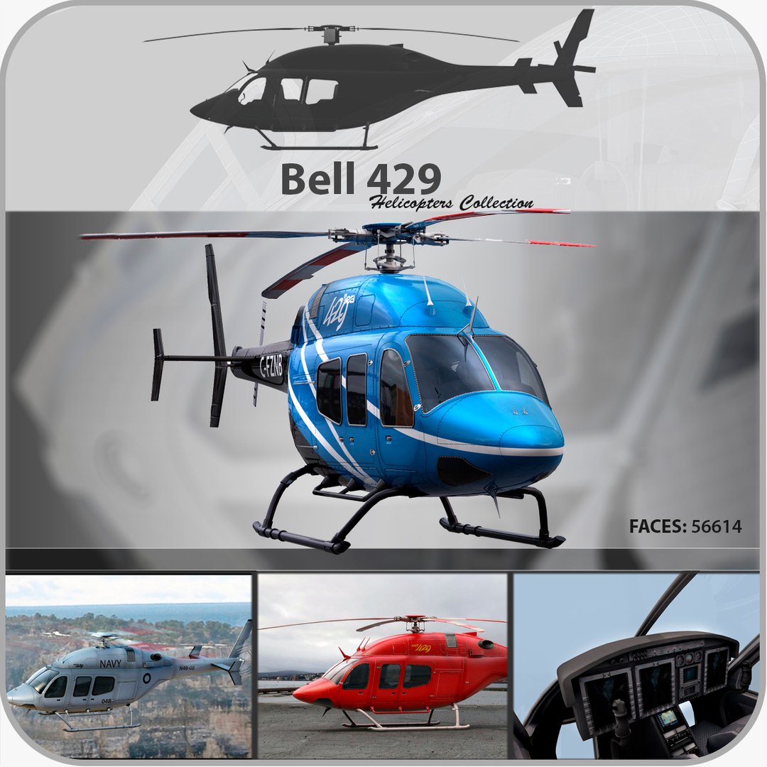 3d Model Bell 429 Helicopter Pack