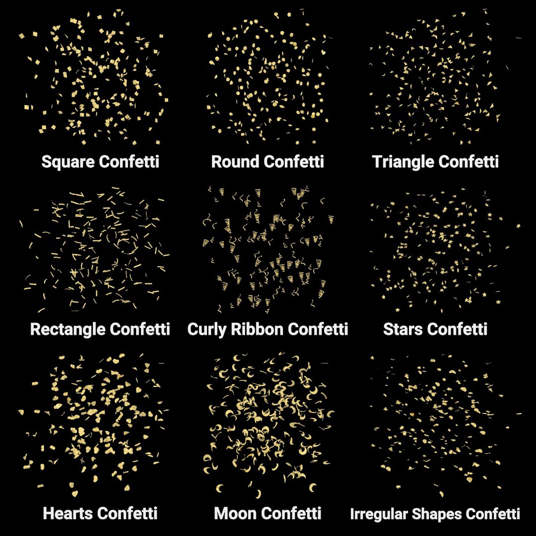 3D model 9 in 1 Most Complete Confetti Party Pack - TurboSquid 1843209