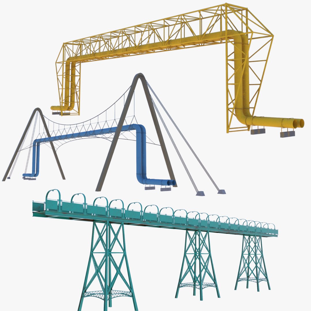 3D Pedestrian And Pipeline Bridges Model - TurboSquid 2252920