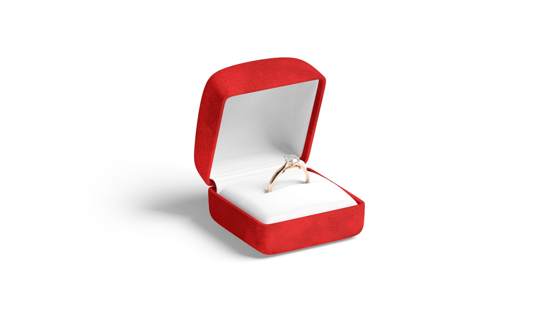 3D Red Wedding Ring Box Set - Opened And Closed Jewelry Box ...