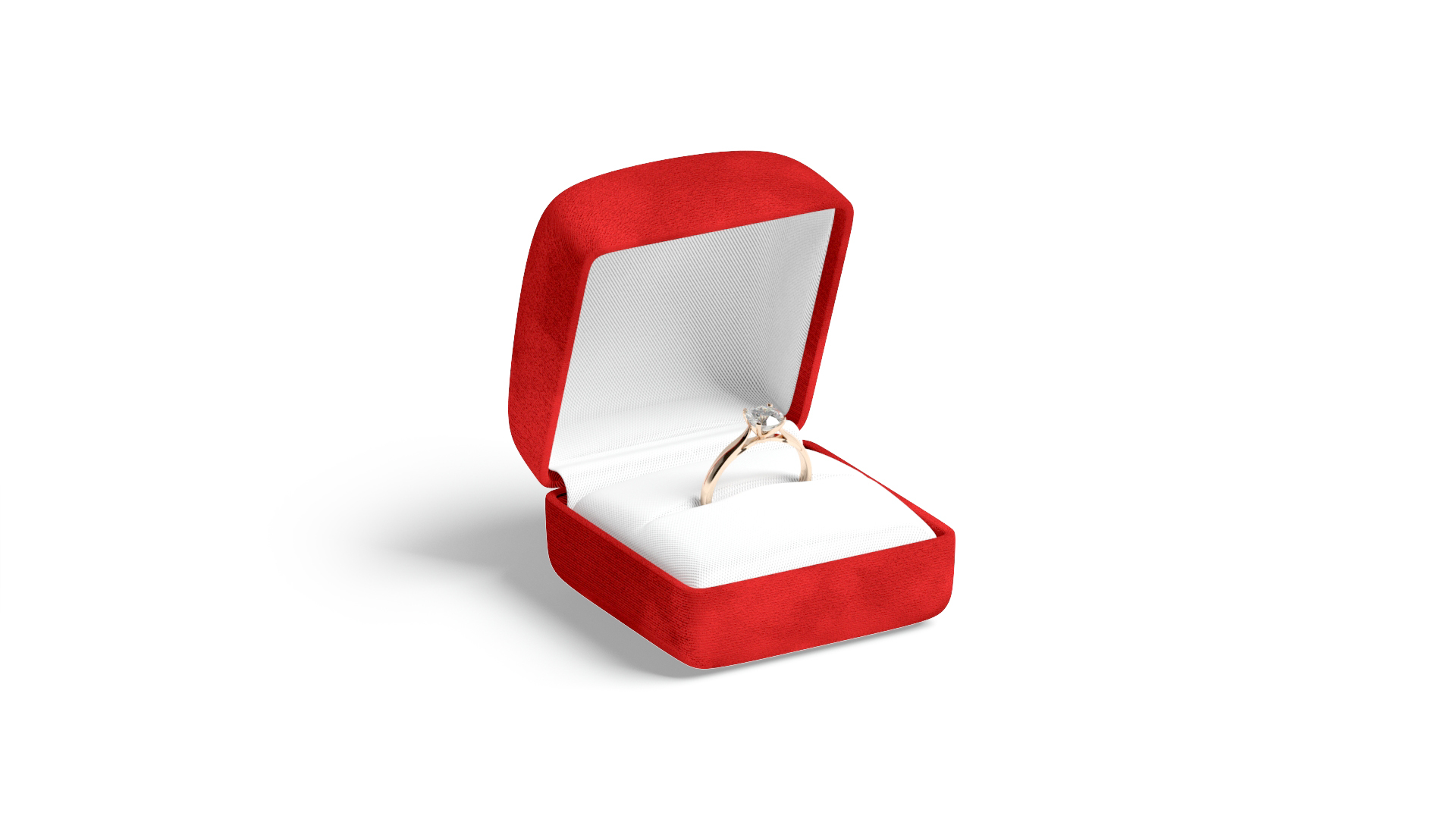 3D Red Wedding Ring Box Set - Opened And Closed Jewelry Box ...