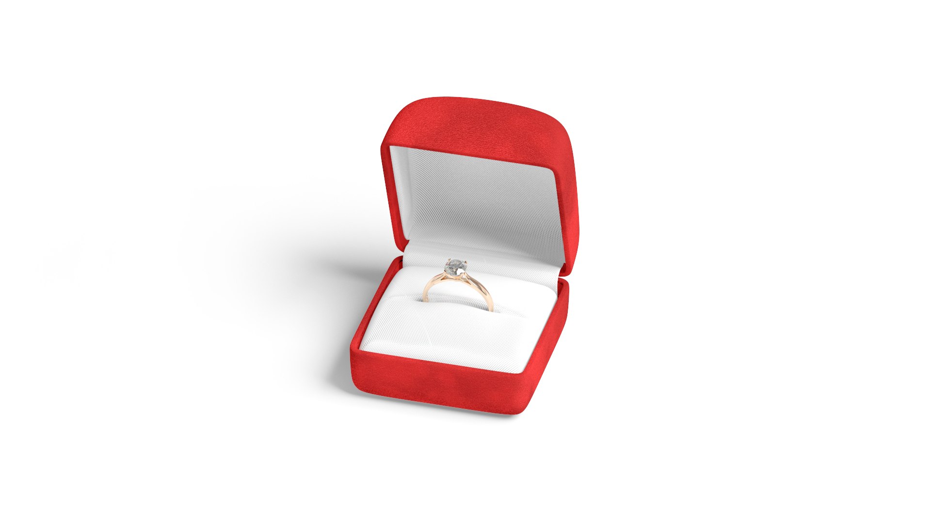 3D Red Wedding Ring Box Set - Opened And Closed Jewelry Box ...