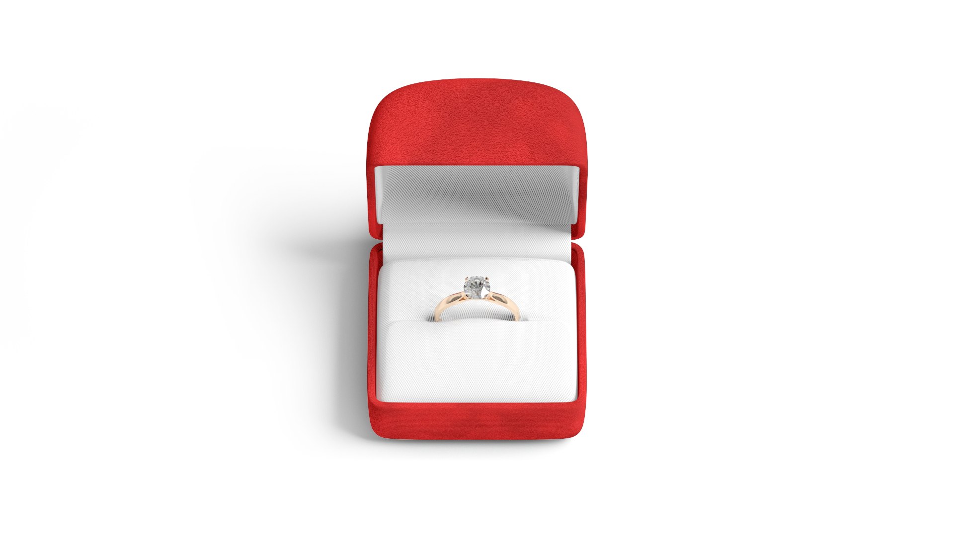 3D Red Wedding Ring Box Set - Opened And Closed Jewelry Box ...