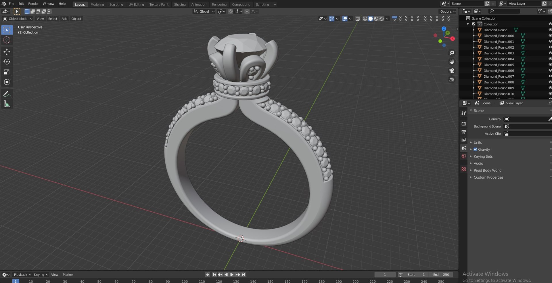 Solitaire diamond ring cad 3D model - TurboSquid 1646356