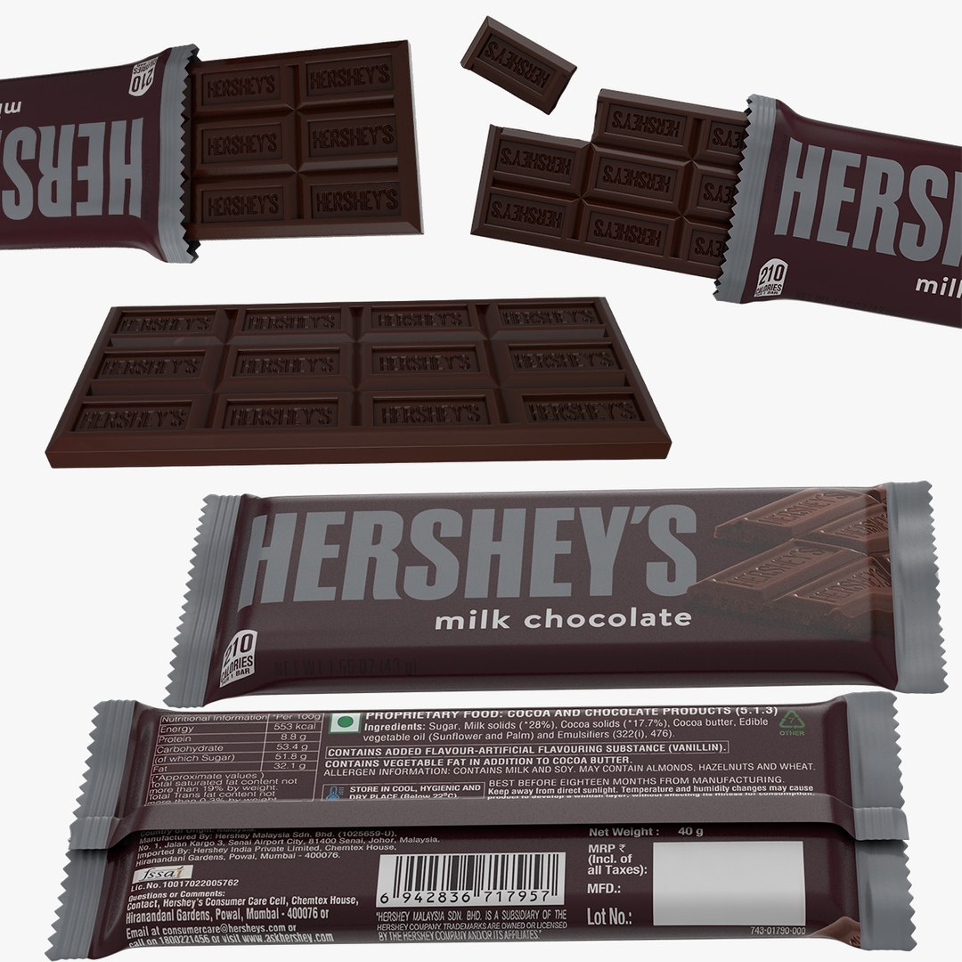 HERSHEYS Chocolate Bar With Packaging 3D - TurboSquid 2412870