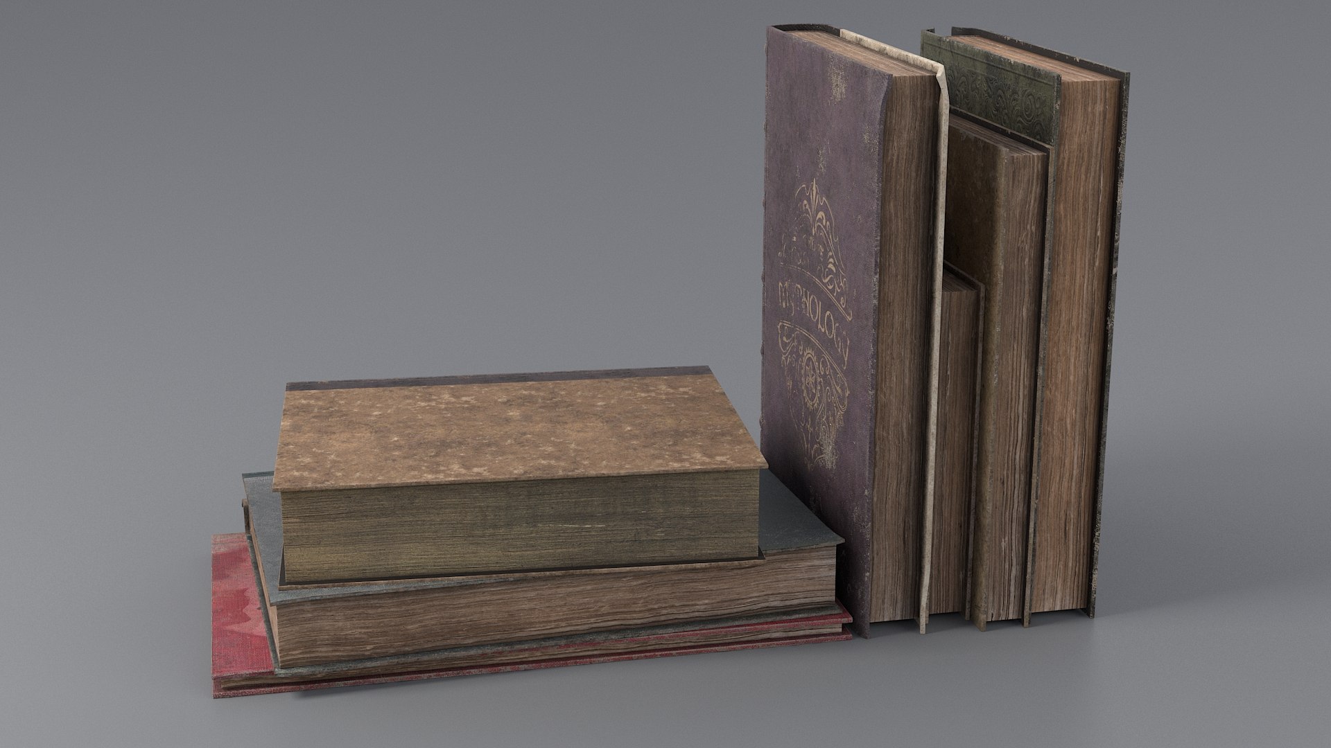 3d old books set 2 model