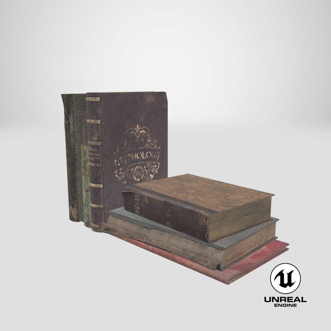 3d old books set 2 model