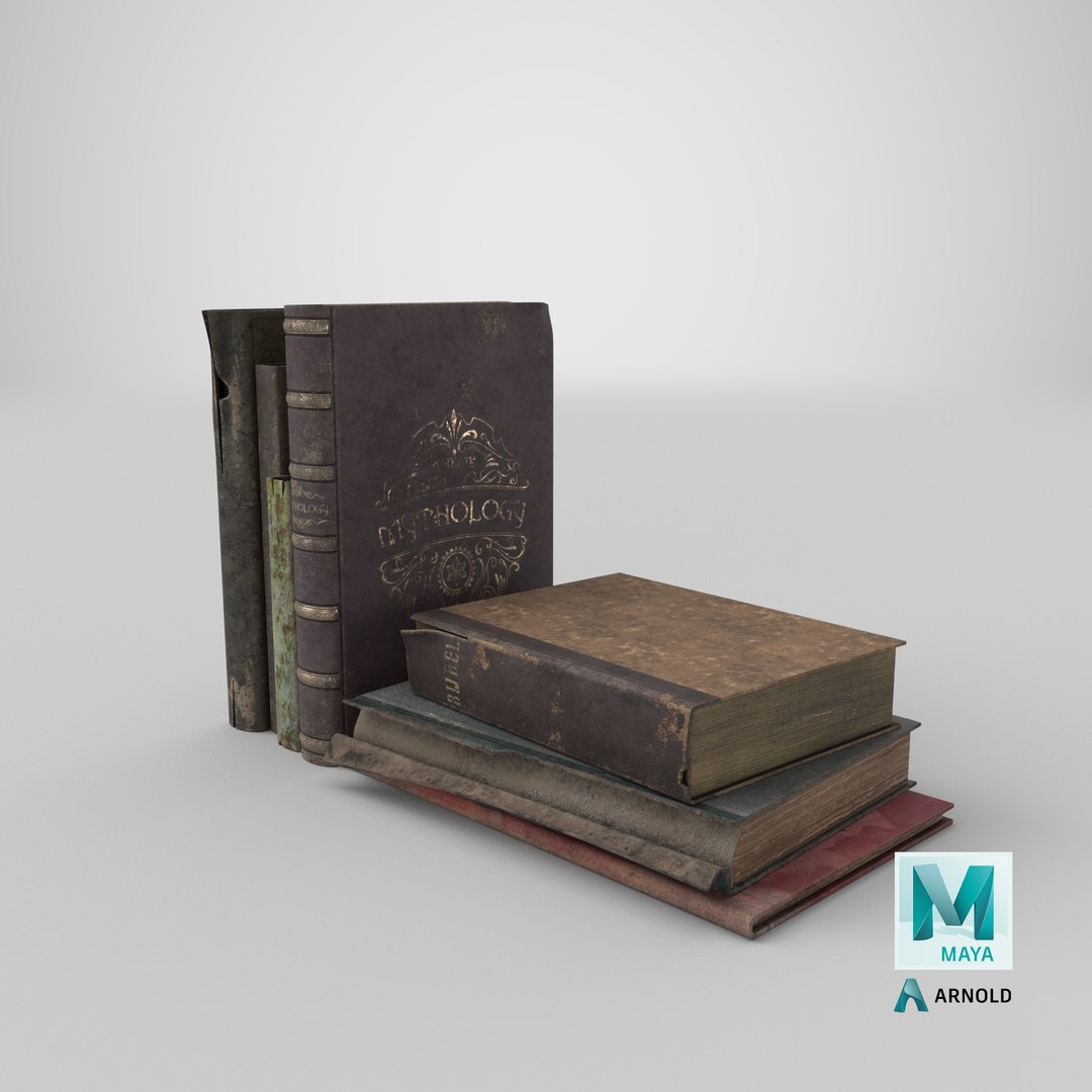 3d old books set 2 model
