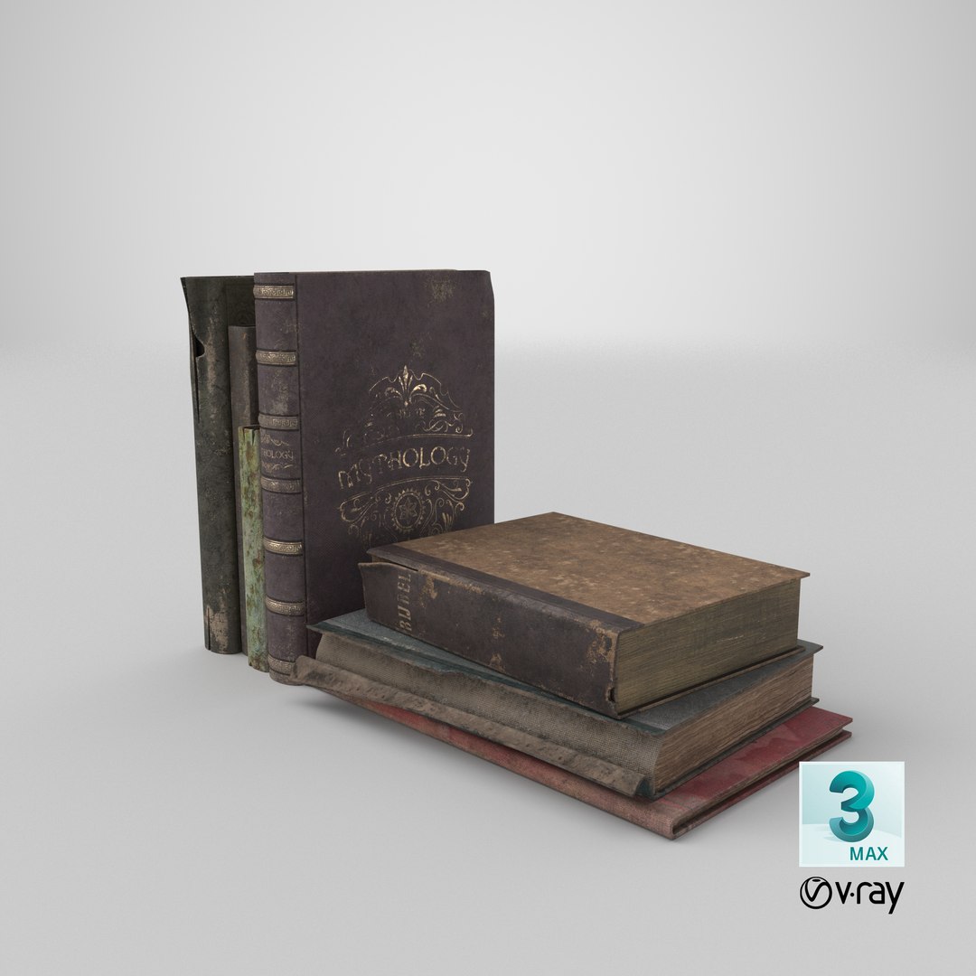 3d old books set 2 model