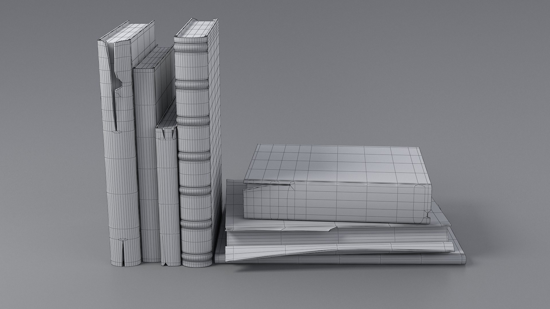 3d old books set 2 model