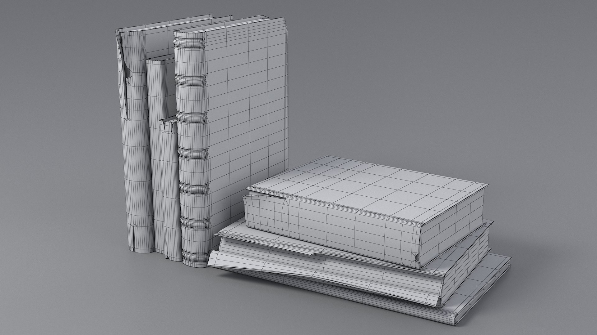 3d old books set 2 model