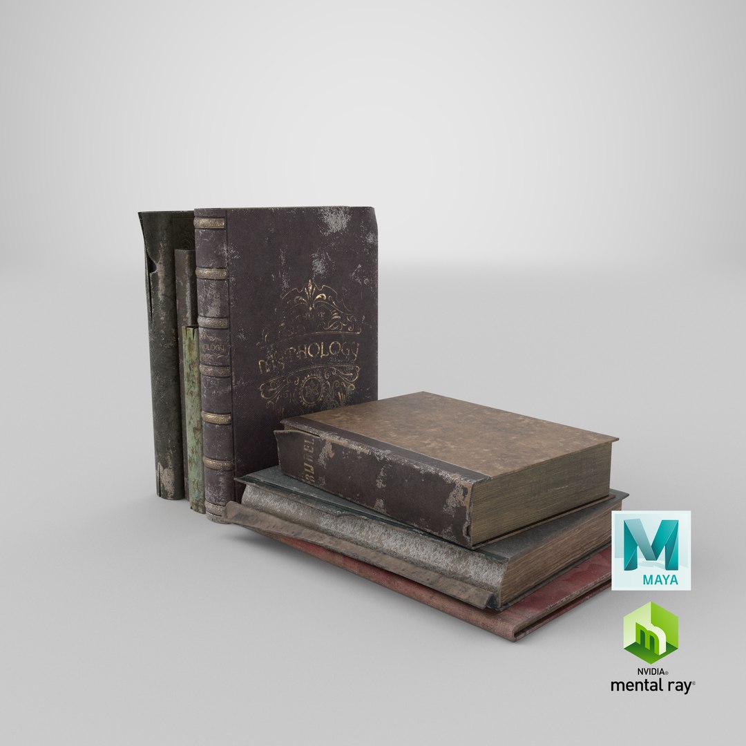 3d old books set 2 model