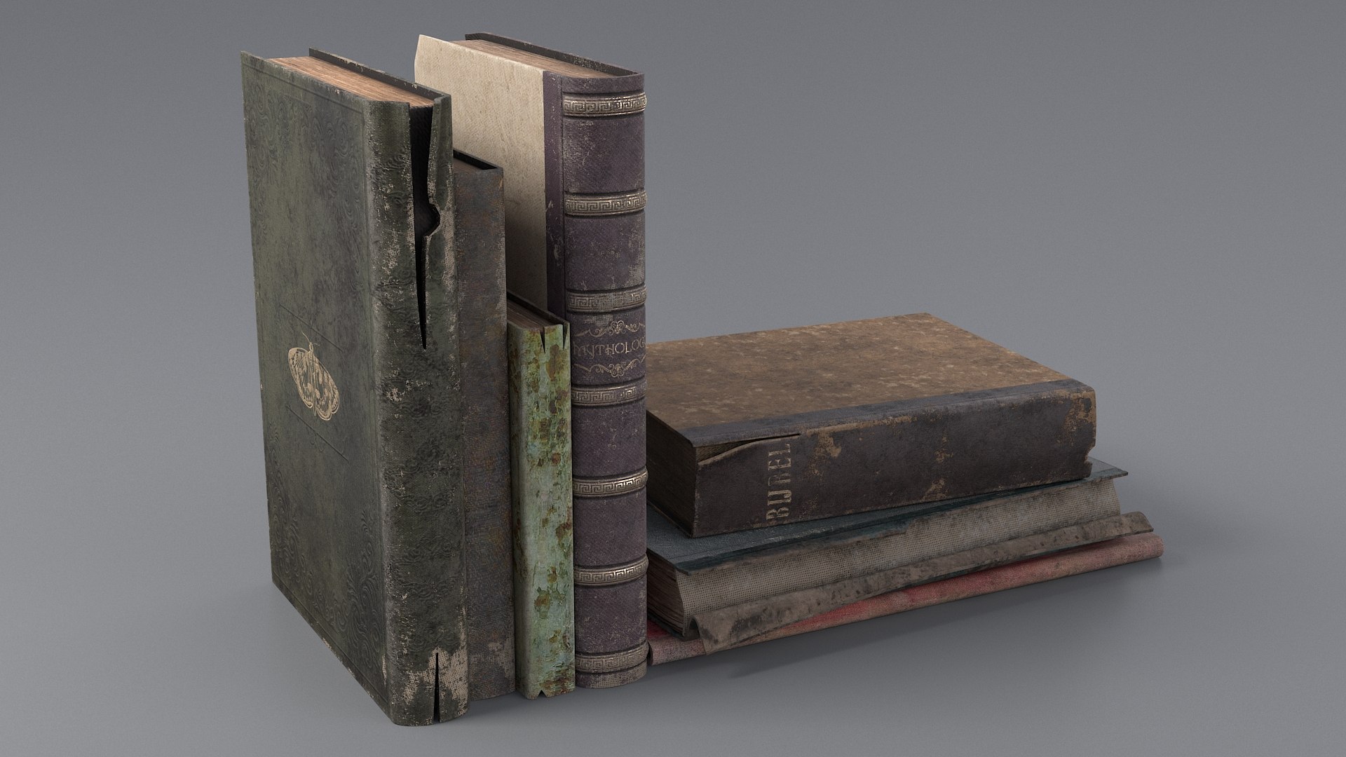 3d old books set 2 model