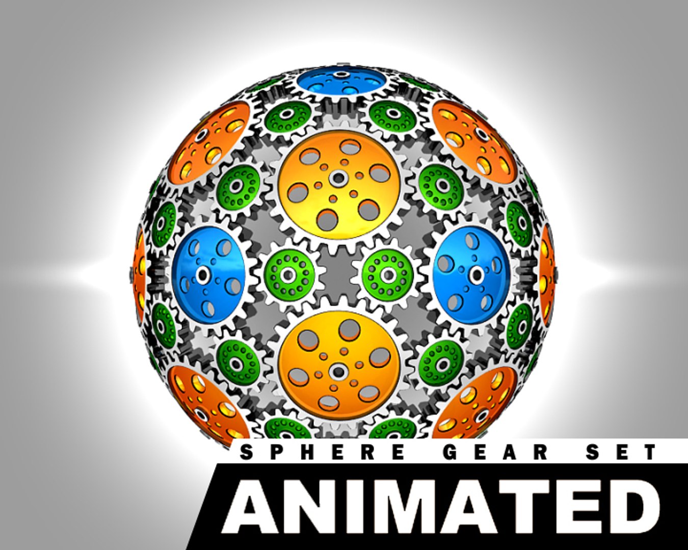 3d gear spheres animation set