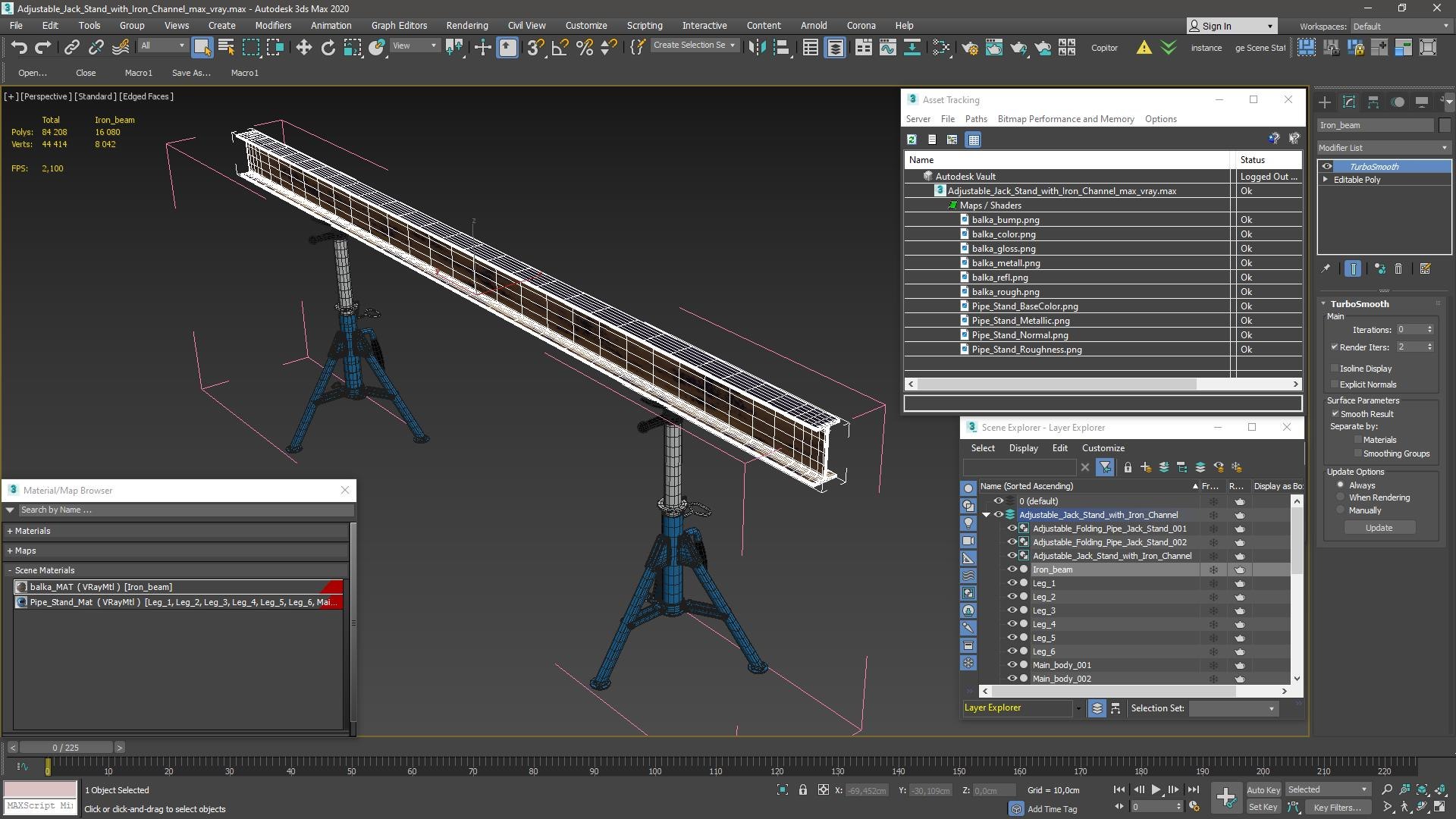 3D Adjustable Jack Stand With Iron Channel - TurboSquid 2390127