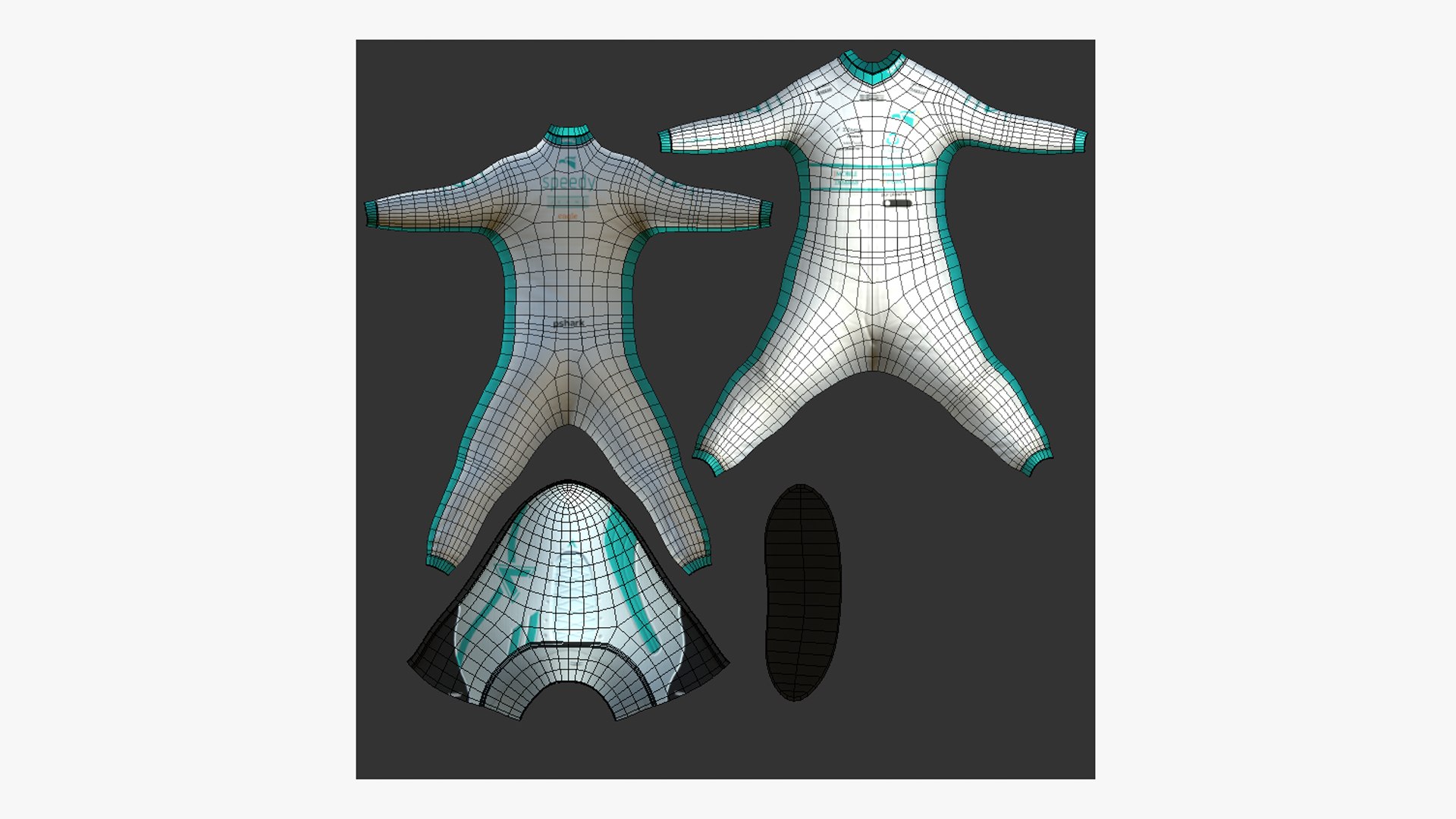 3D Racing Pilot Uniform A02 White Blue - Character Clothing Design ...