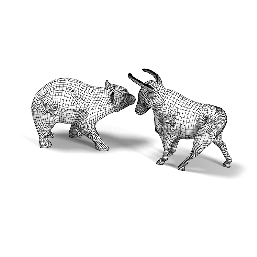 3d Model Bull Bear Sculpture