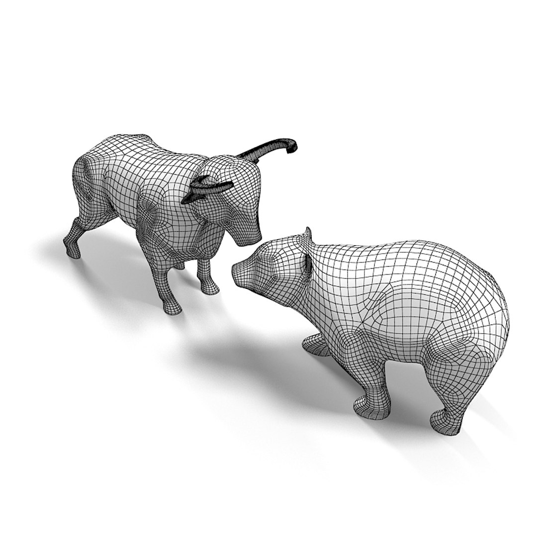 3d Model Bull Bear Sculpture