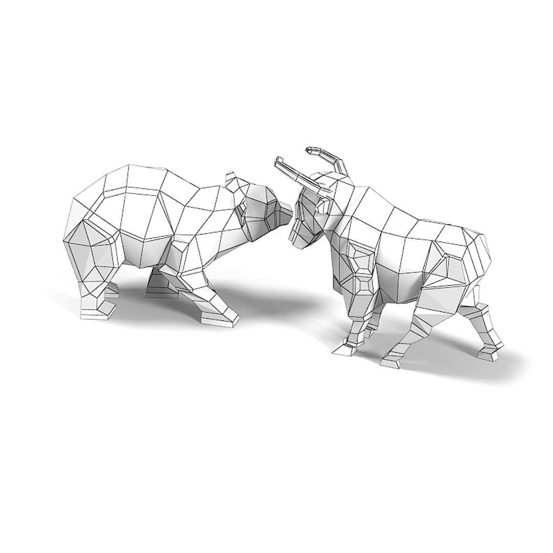 3d Model Bull Bear Sculpture