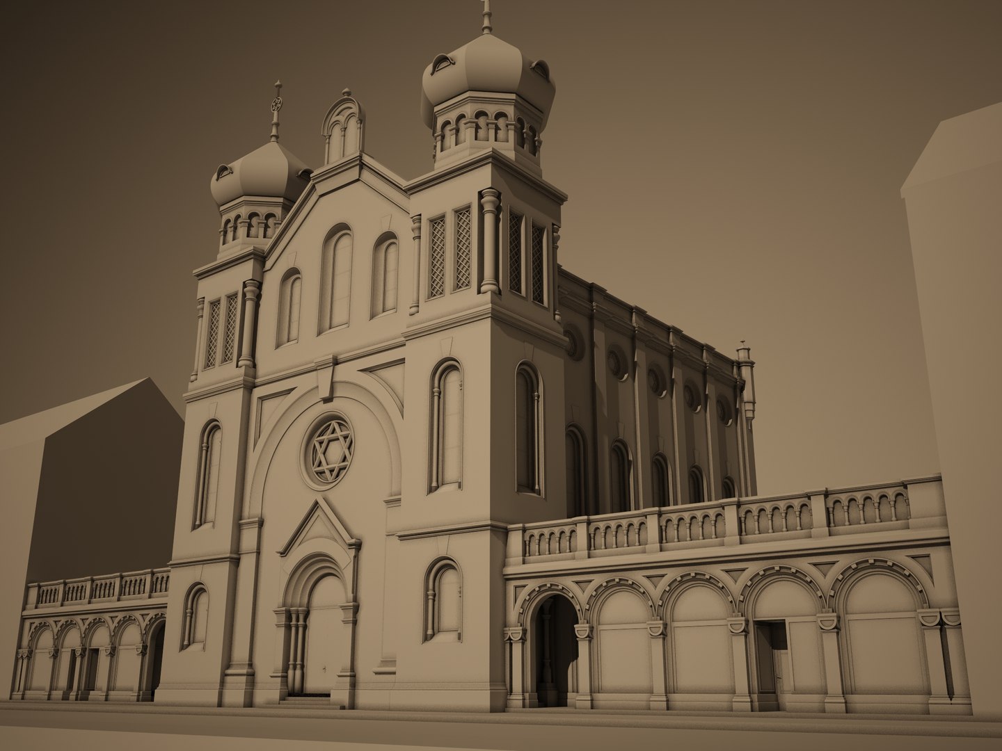 Synagogue Temple 3d Dwg