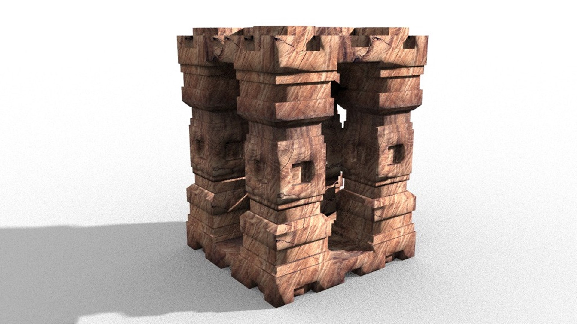 3D Model Wooden Pedestal Statue Base - TurboSquid 2041777