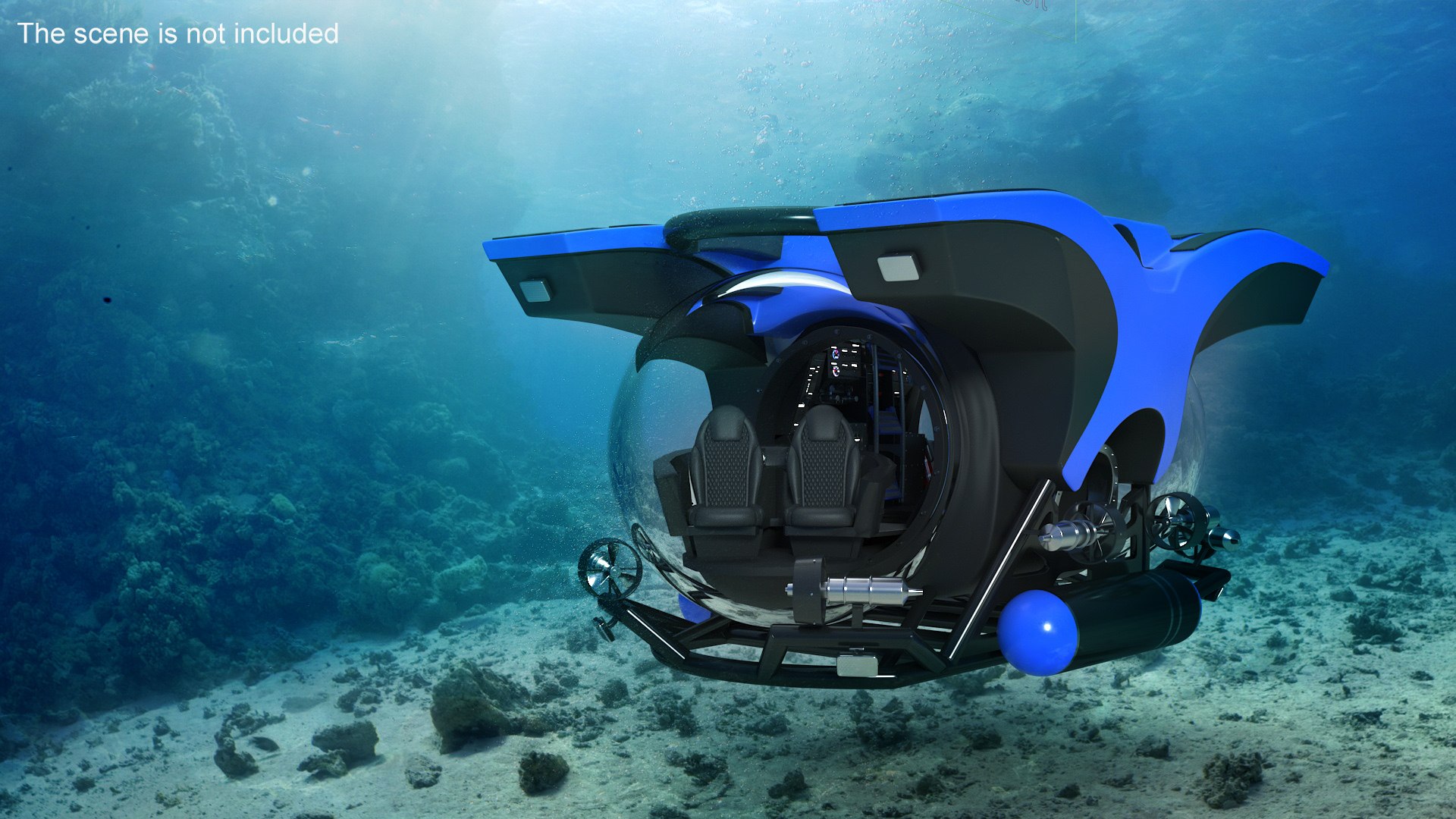 Tourist Deep Sea Submarine Blue Rigged 3D Model - TurboSquid 2258246