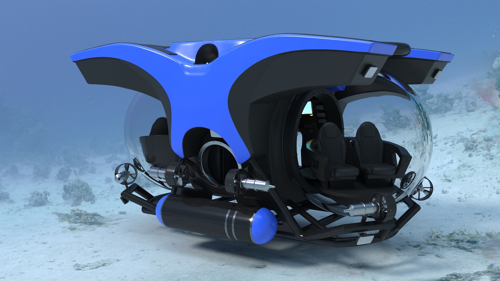 Tourist Deep Sea Submarine Blue Rigged 3D Model - TurboSquid 2258246