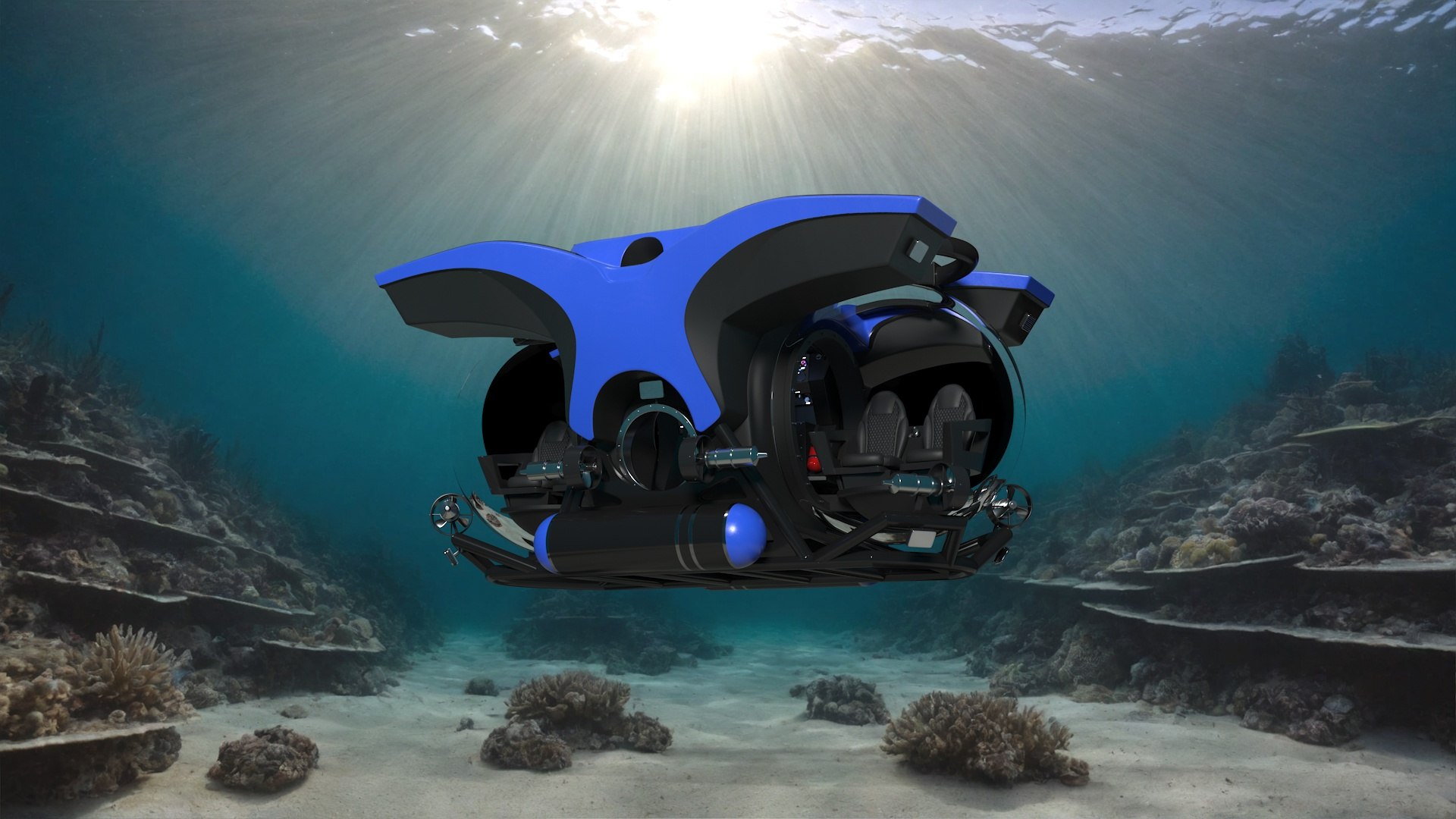 Tourist Deep Sea Submarine Blue Rigged 3D Model - TurboSquid 2258246