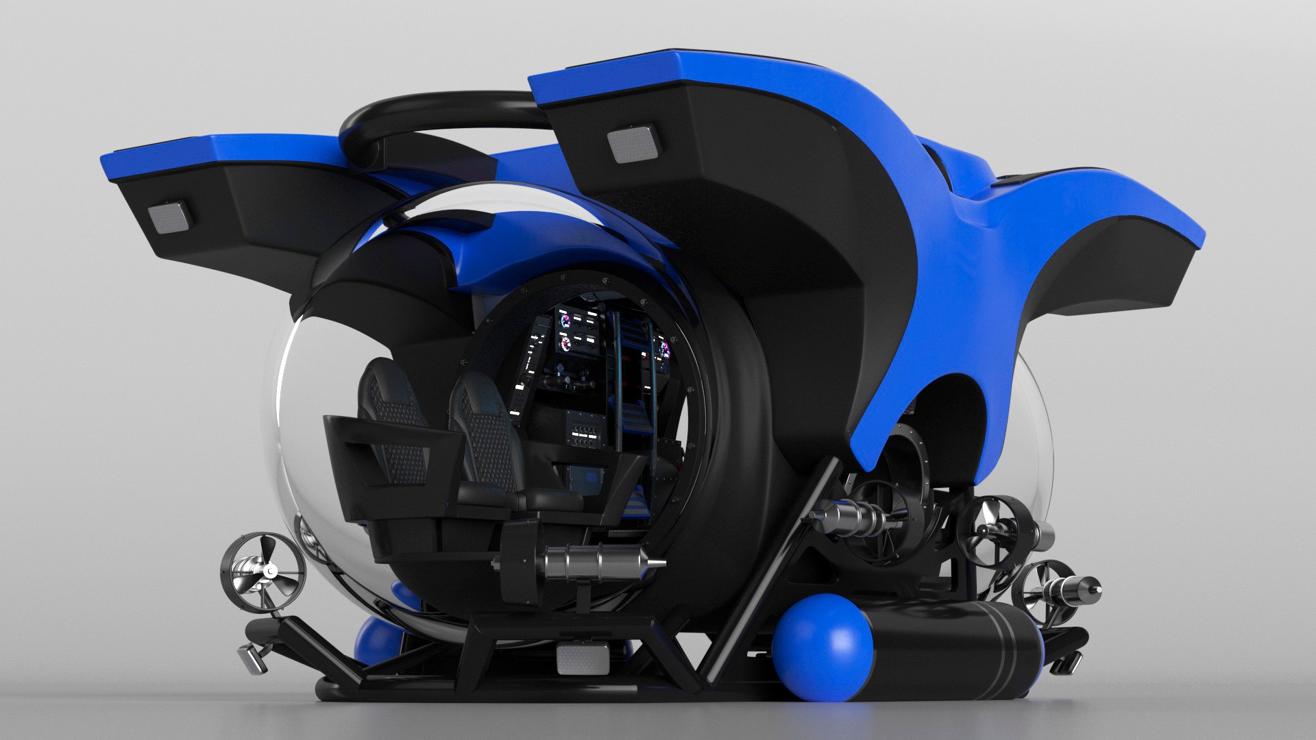 Tourist Deep Sea Submarine Blue Rigged 3D Model - TurboSquid 2258246