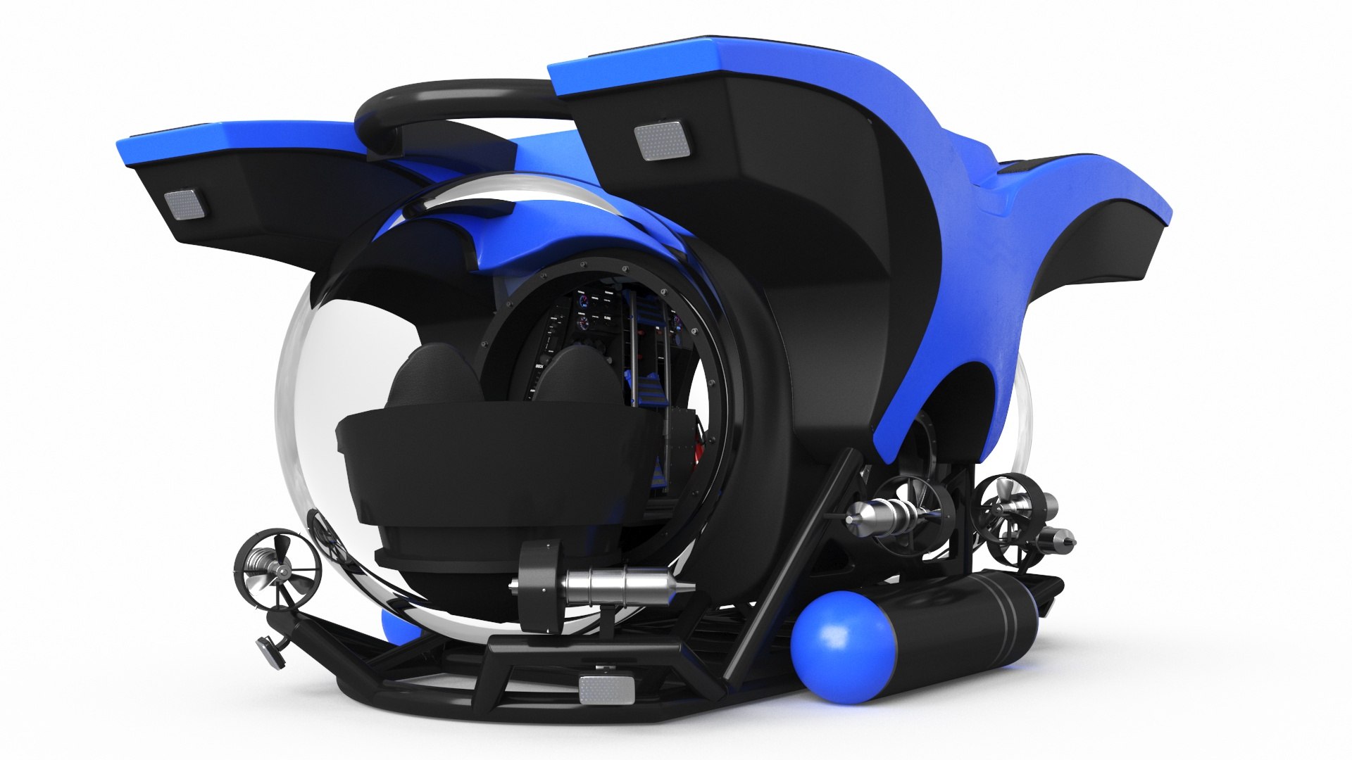 Tourist Deep Sea Submarine Blue Rigged 3D Model - TurboSquid 2258246