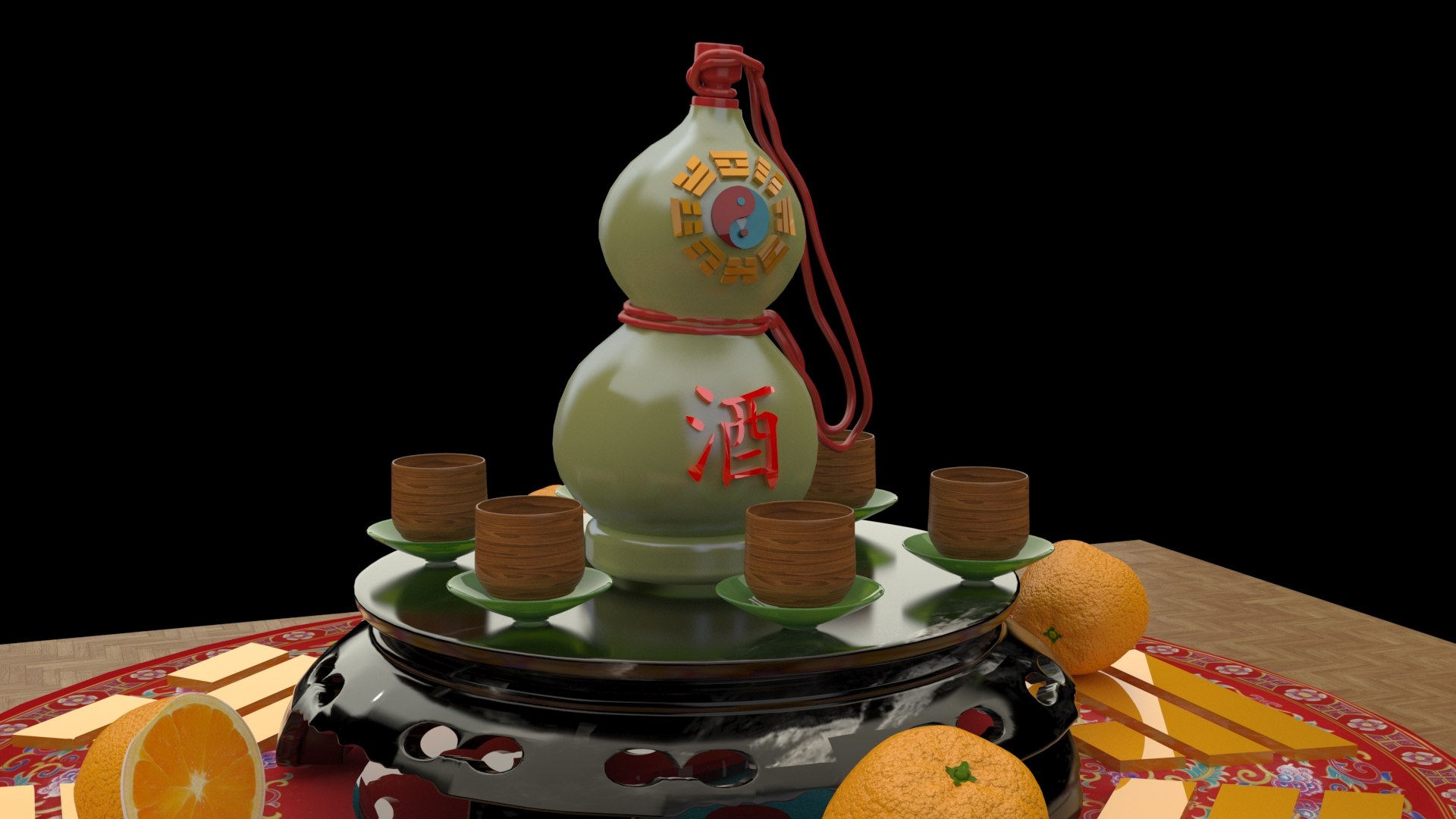 Chinese Gourd Wine Bottle 3D - TurboSquid 2138383