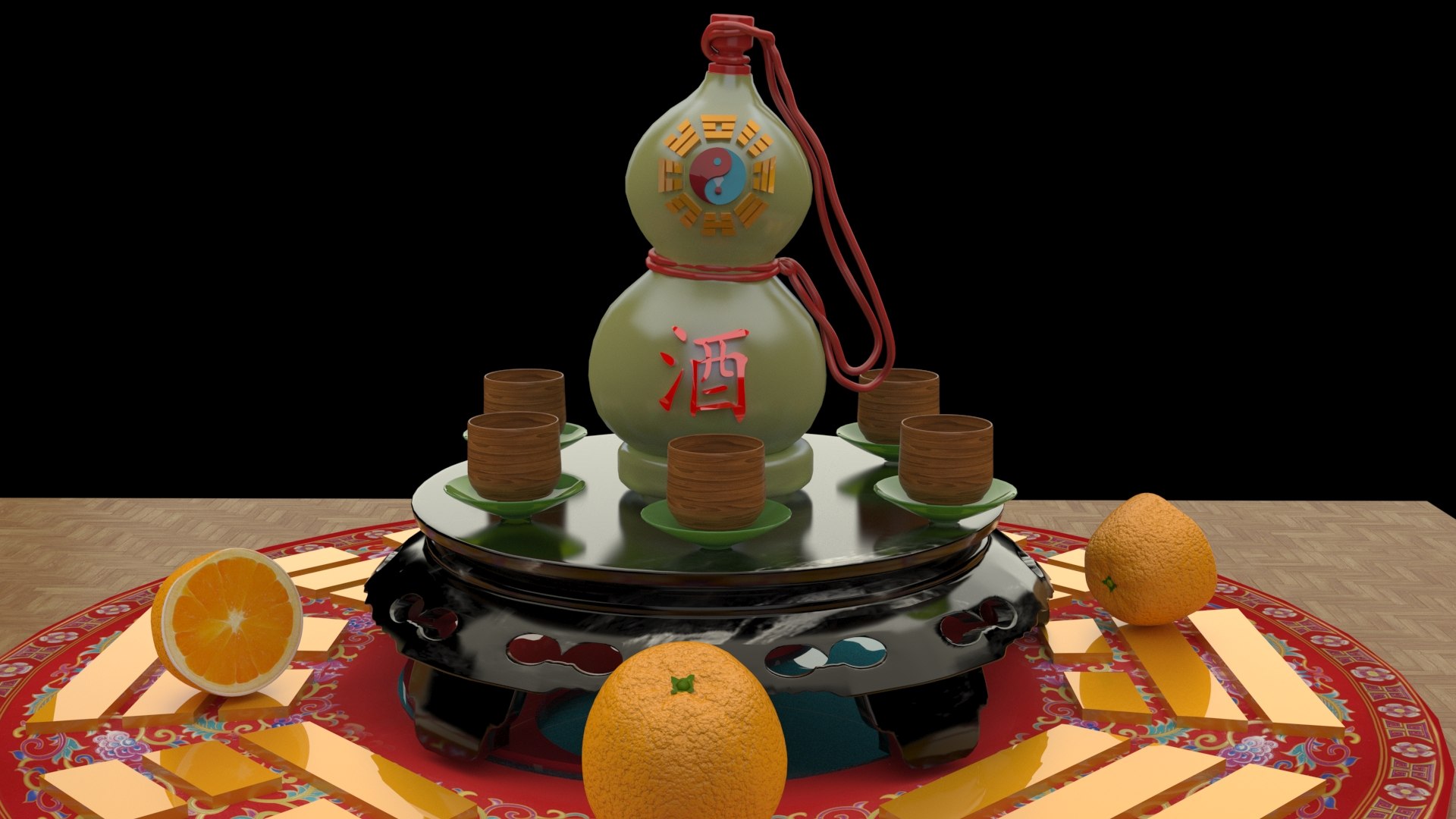 Chinese Gourd Wine Bottle 3D - TurboSquid 2138383