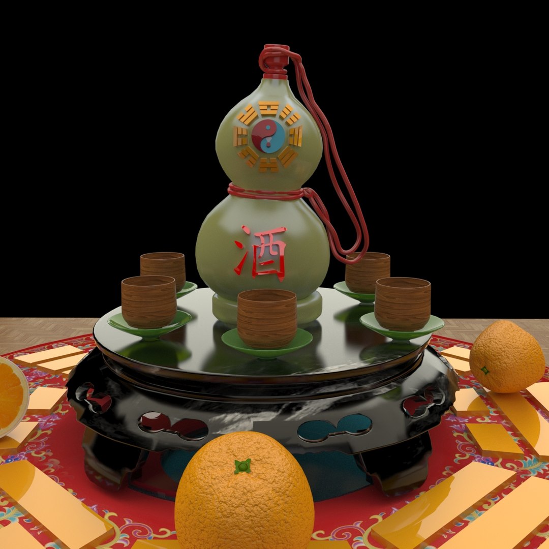 Chinese Gourd Wine Bottle 3D - TurboSquid 2138383