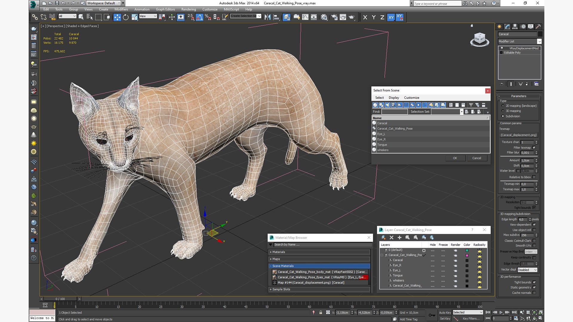 3D Caracal Cat Walking Pose model - TurboSquid 2181880