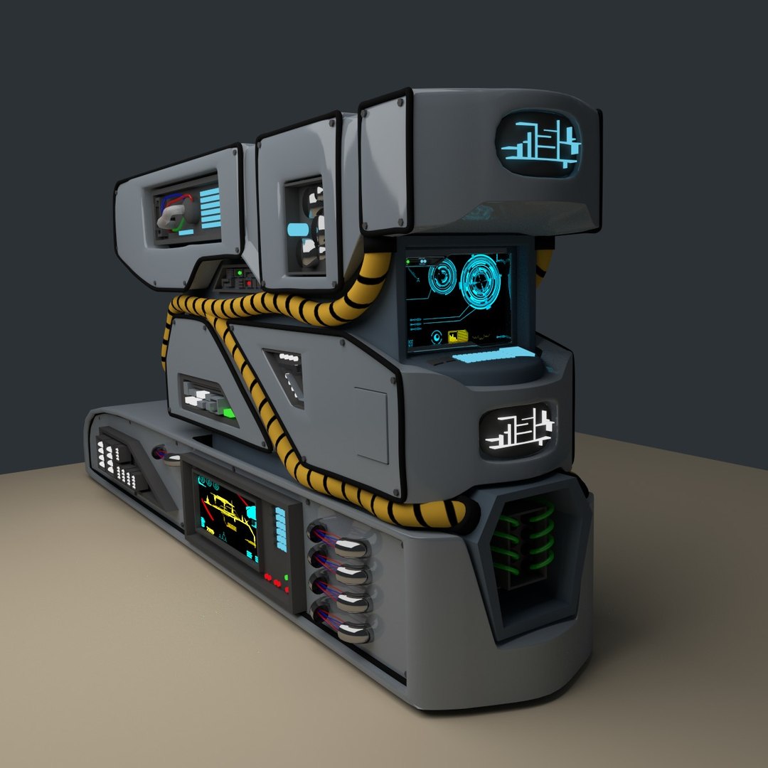 3d science fiction console