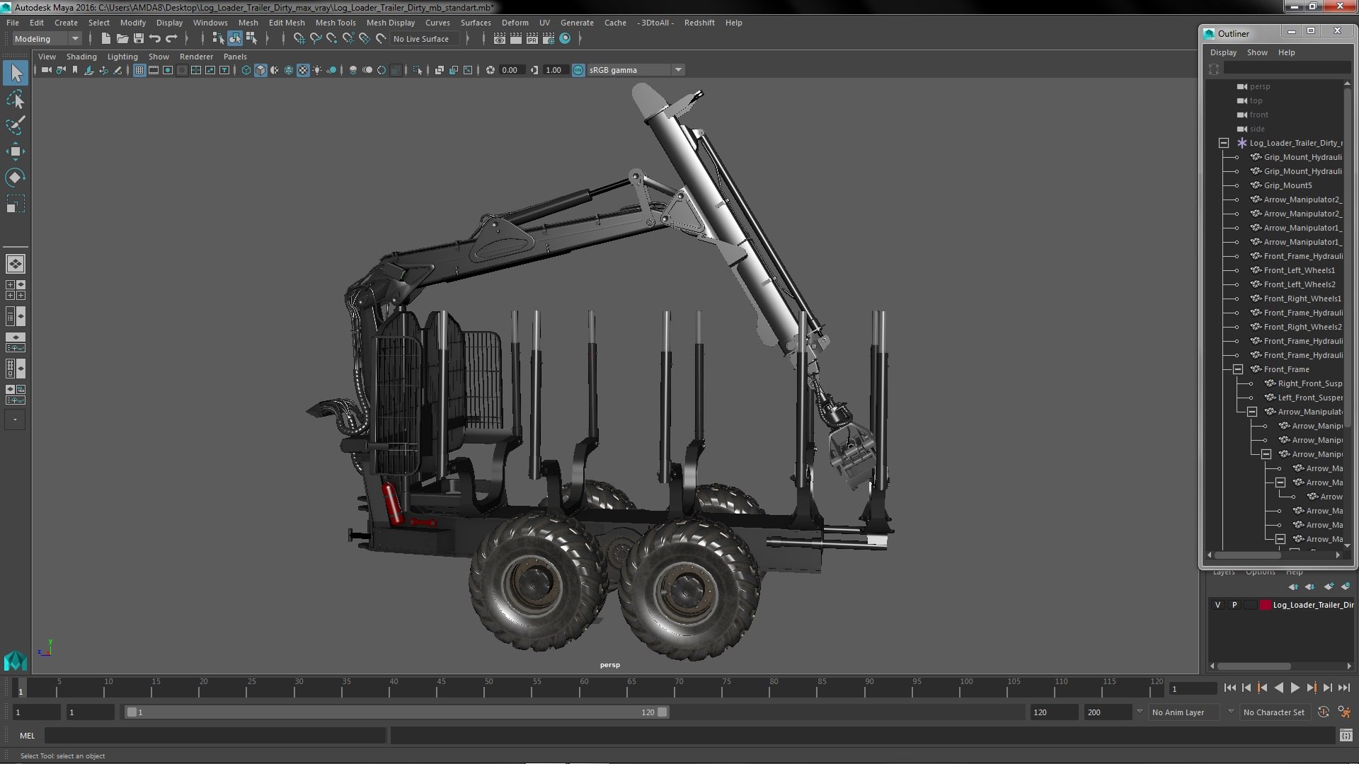 Log Loader Trailer Dirty 3D - TurboSquid 1902473